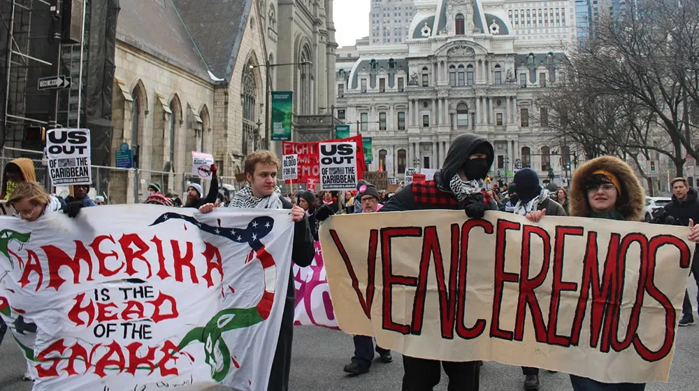 Protests erupt in Manhattan against U.S. action in Venezuela ...